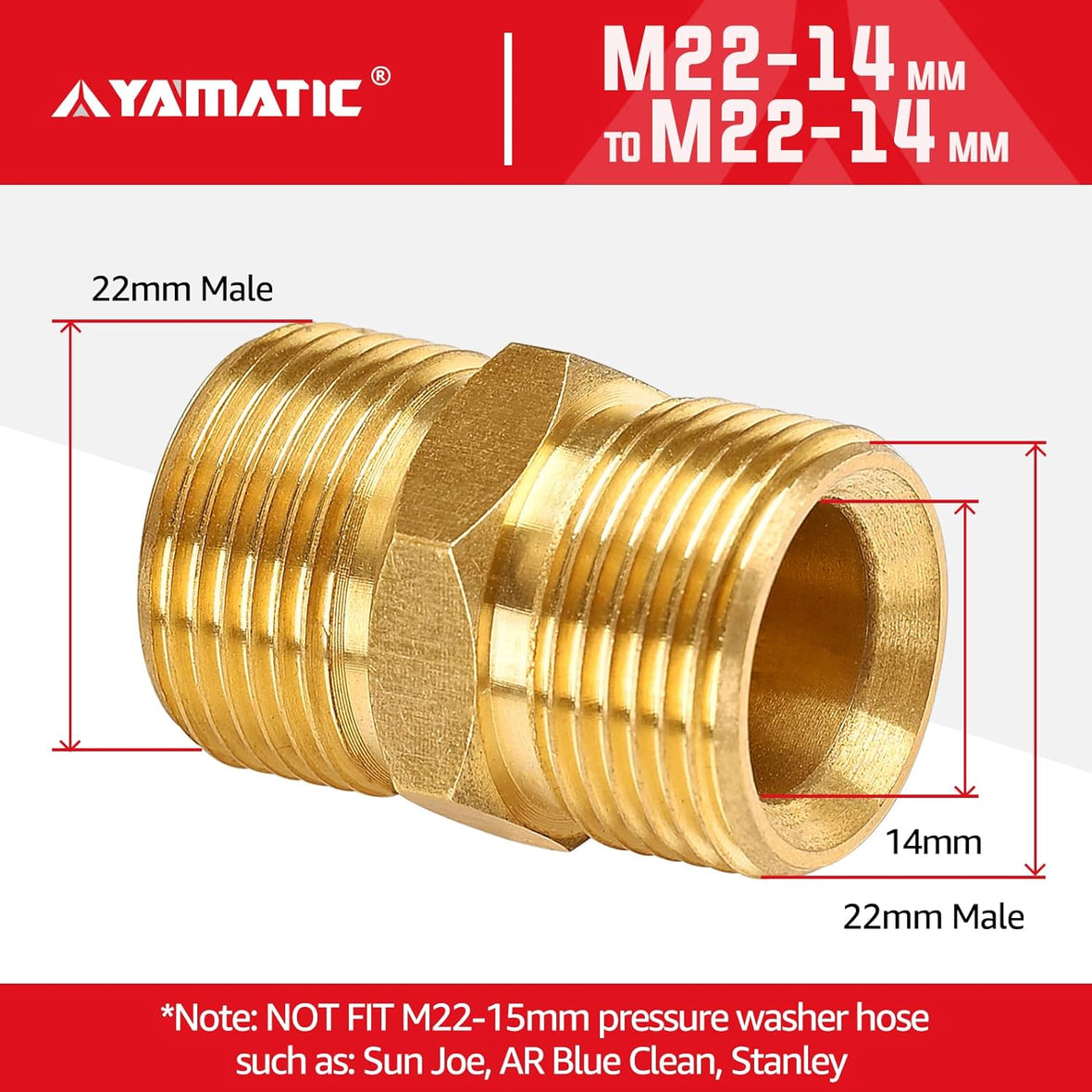 M22-14mm Male to Male Extension Adapter 4000 PSI | YAMATIC®