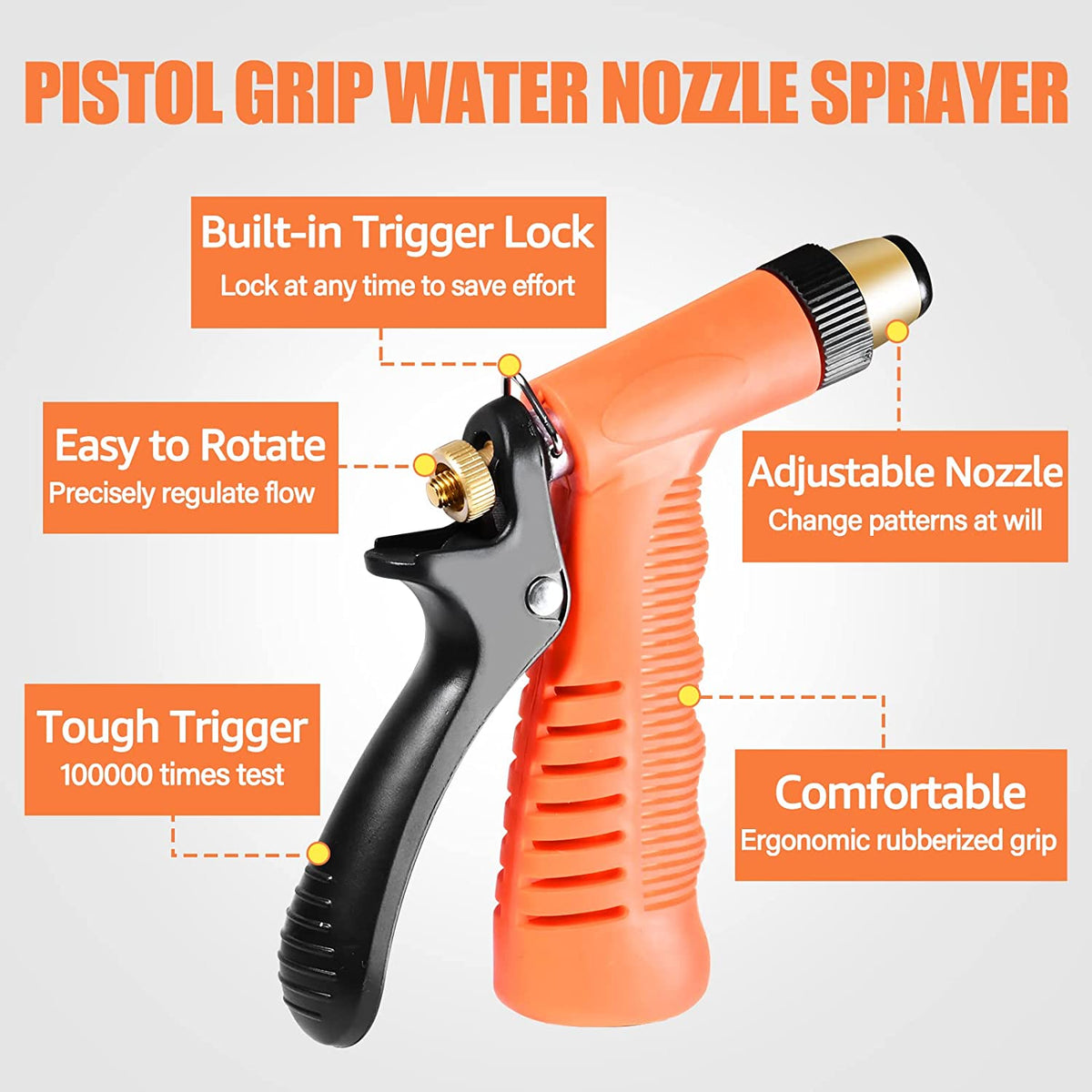 YAMATIC Garden Hose Nozzle, Easy Adjustable Patterns Spray Nozzle High ...